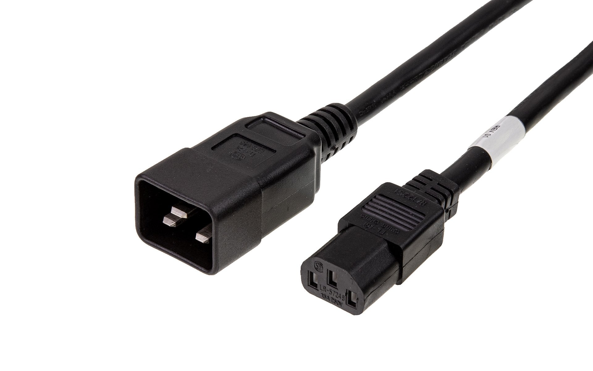 Data Center Power Cord – IEC320 C20/C13, 14AWG, SJTW, 15A, 250V, Black ...